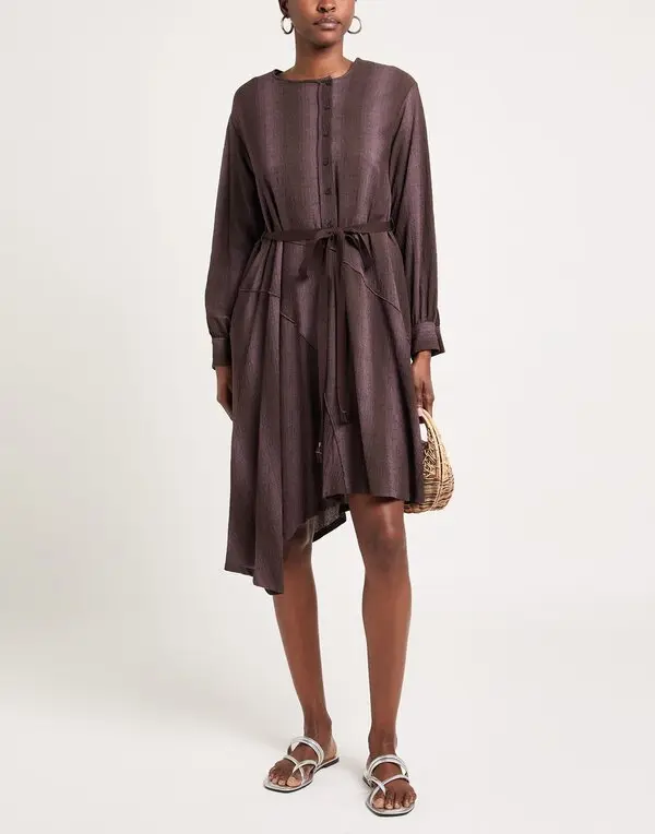 High Midi Dress With Mandarin Collar And Open Back