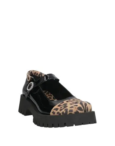 DIVINE FOLLIE Patent Leather And Leopard Print Suede Mary Jane Pumps With Crystal Buckle