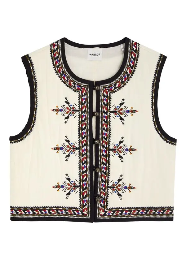 Isabel Marant Zeana Padded Woven Top - Ecru