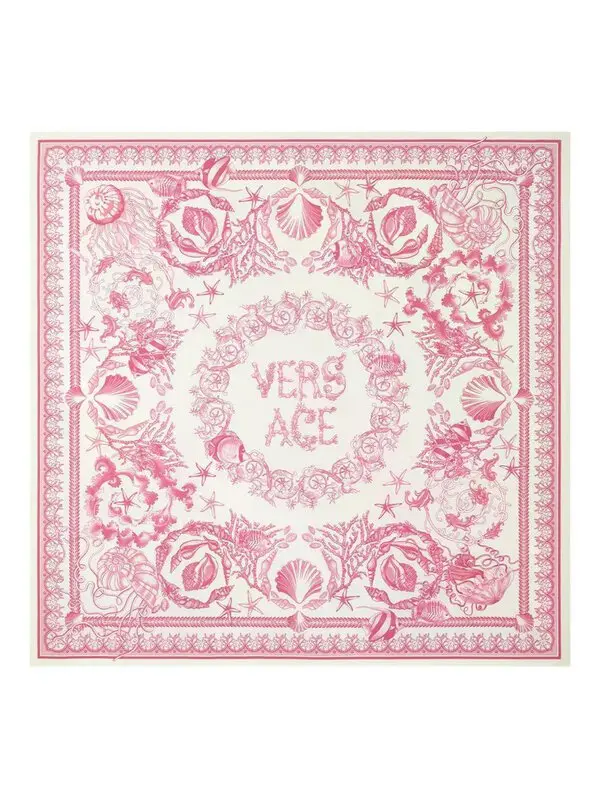 Versace Underwater Barocco Silk Scarf - Pink