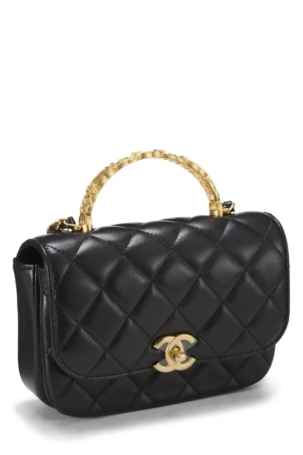 Chanel Lambskin Flap Bag With Top Handle