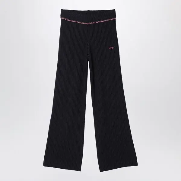 Off White Ribbed Trousers With Logo