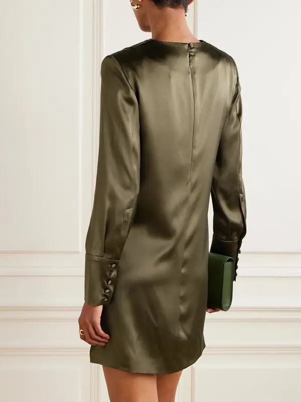 Veronica De Piante Amal Draped Stretch-Silk Satin Mini Dress - Green - 50%  Off | Editorialist