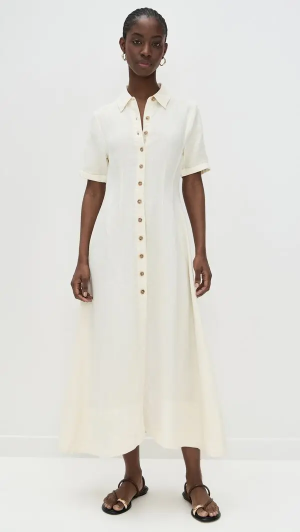 Dl1961 Montauk Linen Midi Shirt Dress In Flax (Linen) - 48% Off |  Editorialist