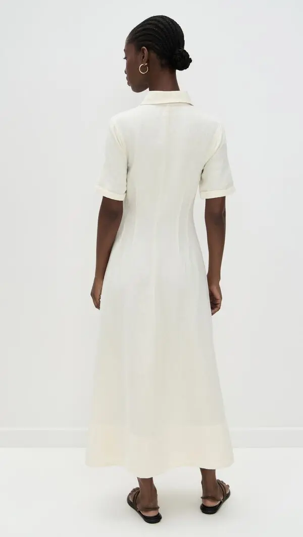 chinese dress ladies Cotton Flax Dress in Cream main image 0