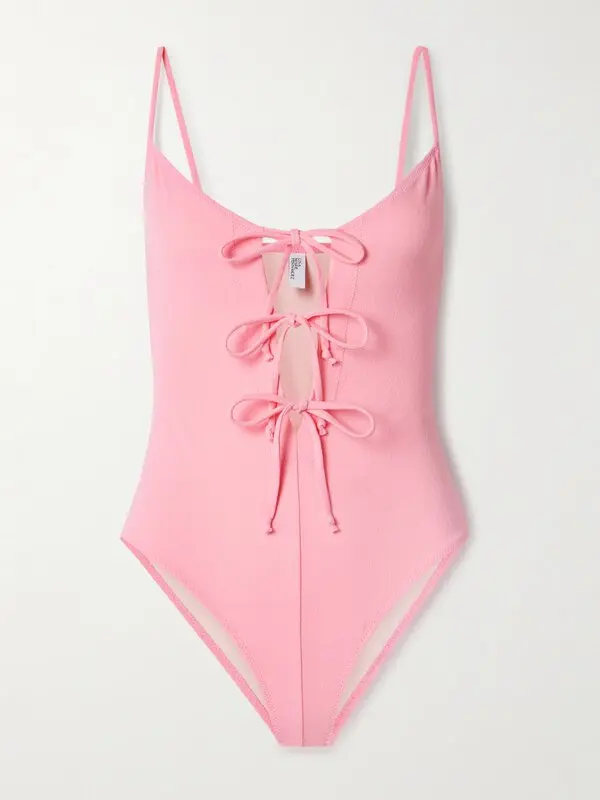 Lisa Marie Fernandez Tie-detailed Crepe Swimsuit - Pink