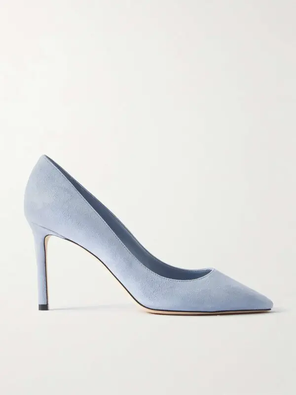 JIMMY CHOO Romy 85 Suede Pumps - Light Blue