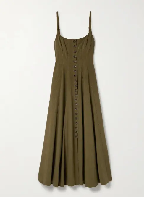 LA LIGNE Alba Woven Midi Dress - Green
