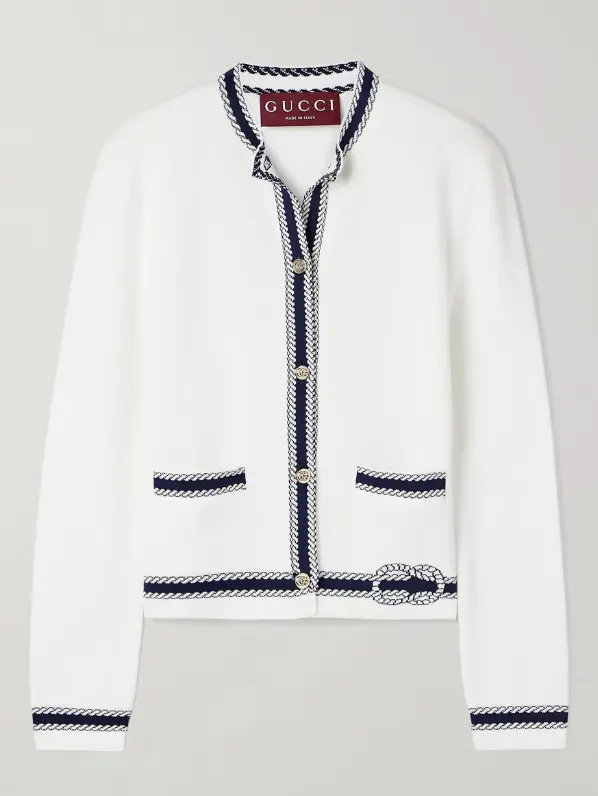 Gucci Lido Jacquard-knit Cotton Cardigan - White