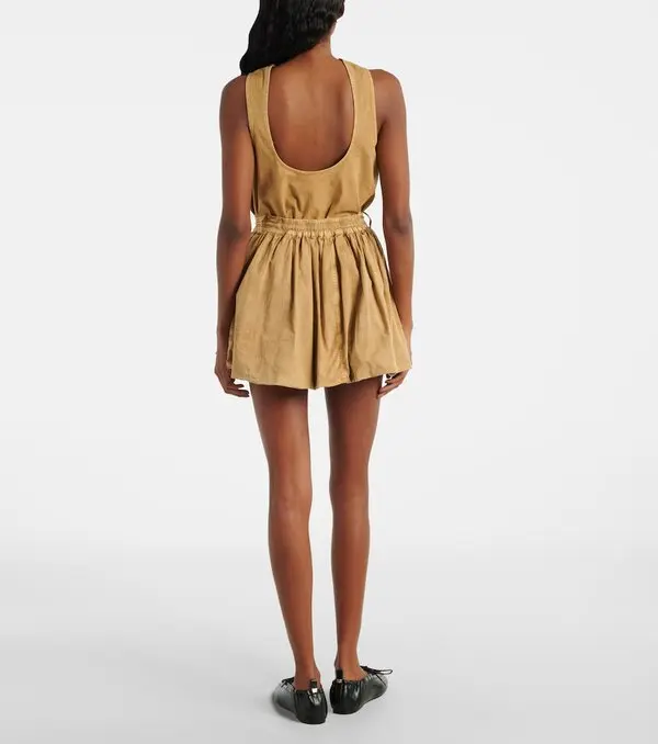 GANNI Cotton-blend Mini Skirt - Beige