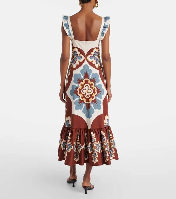 La DoubleJ Palazzo Placée Cotton-blend Midi Dress - Multicoloured
