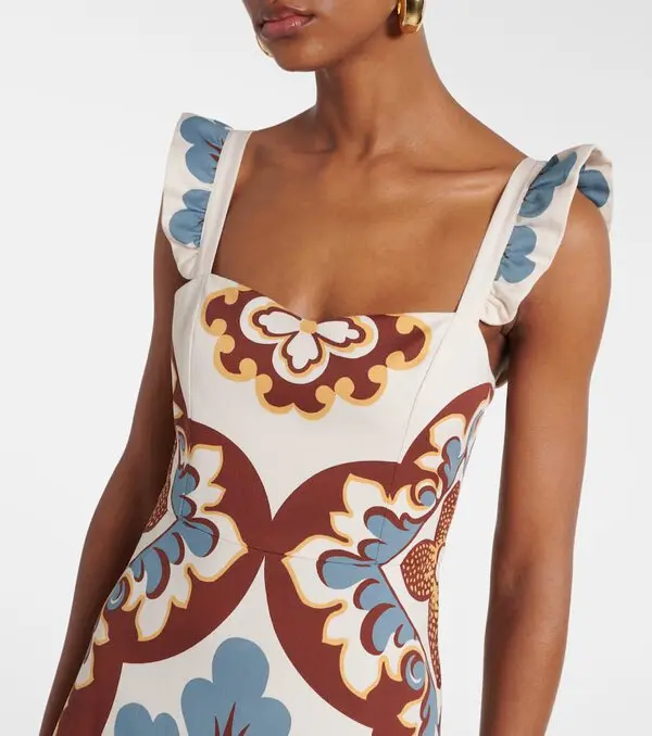 La DoubleJ Palazzo Placée Cotton-blend Midi Dress - Multicoloured