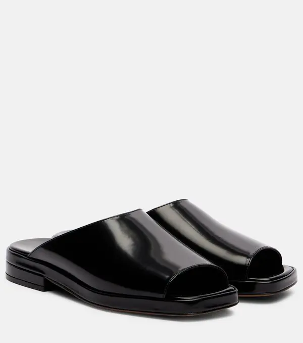 THE ROW Emi Patent Leather Mules - Black