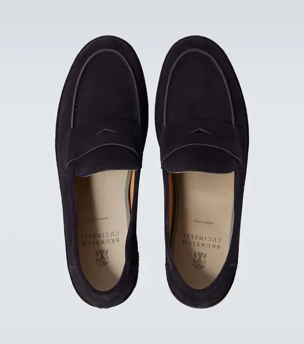 Brunello Cucinelli Suede Penny Loafers