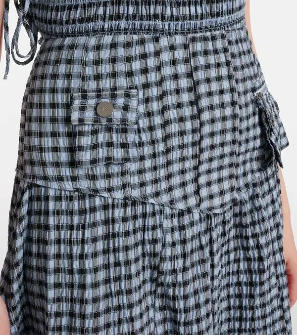 GANNI Gingham High-rise Maxi Skirt