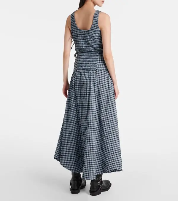 GANNI Gingham High-rise Maxi Skirt