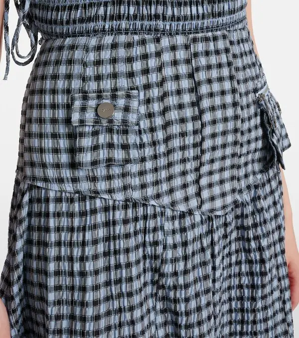 GANNI Gingham High-rise Maxi Skirt