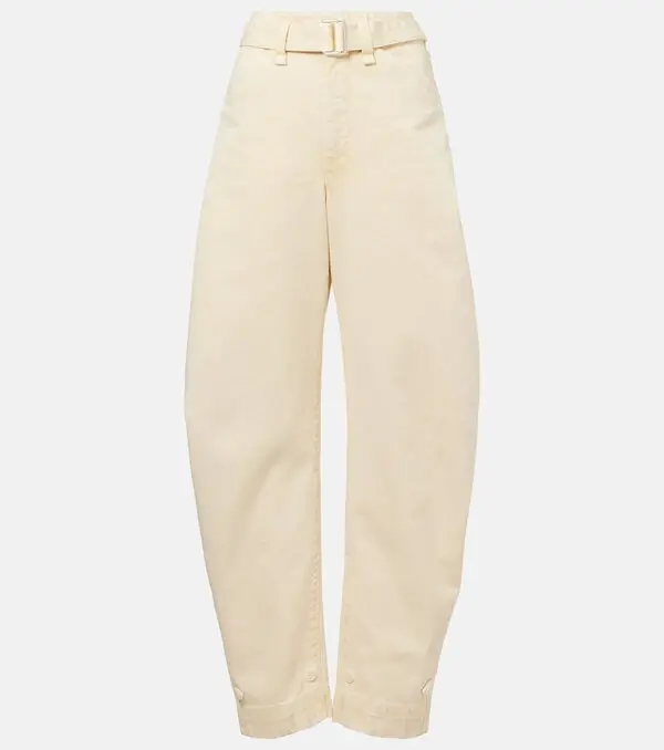 LEMAIRE Belted Barrel-leg Jeans - White