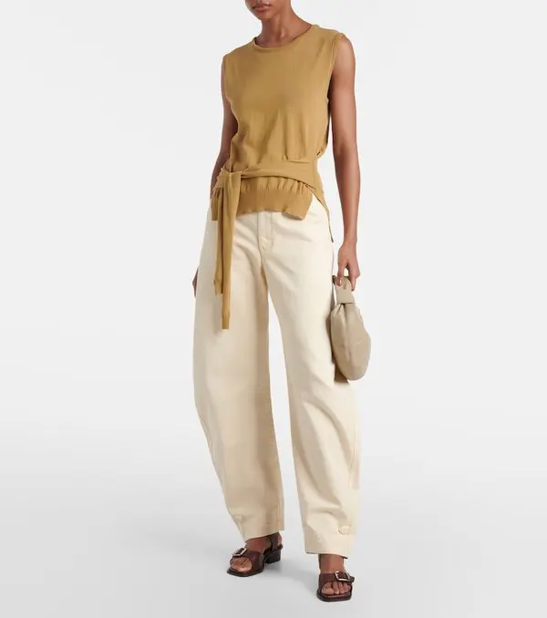 LEMAIRE Belted Barrel-leg Jeans - White