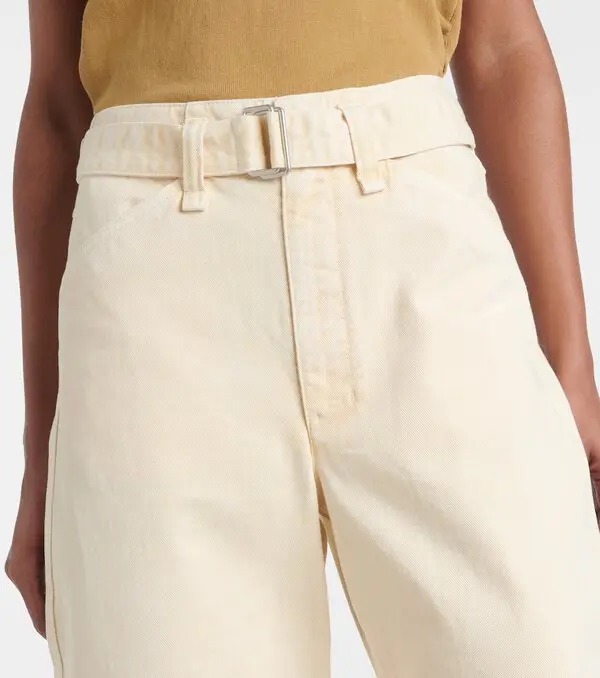 LEMAIRE Belted Barrel-leg Jeans - White