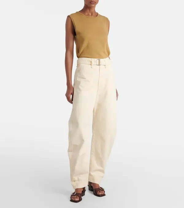 LEMAIRE Belted Barrel-leg Jeans - White