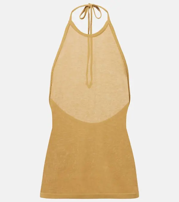 LEMAIRE Knitted Halterneck Cotton Top - Beige