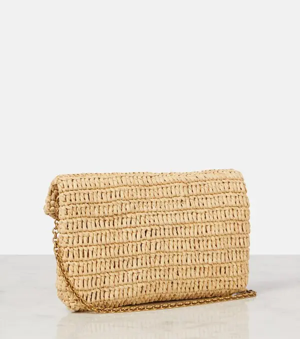 Saint Laurent Cassandre Mini Raffia Shoulder Bag - Beige
