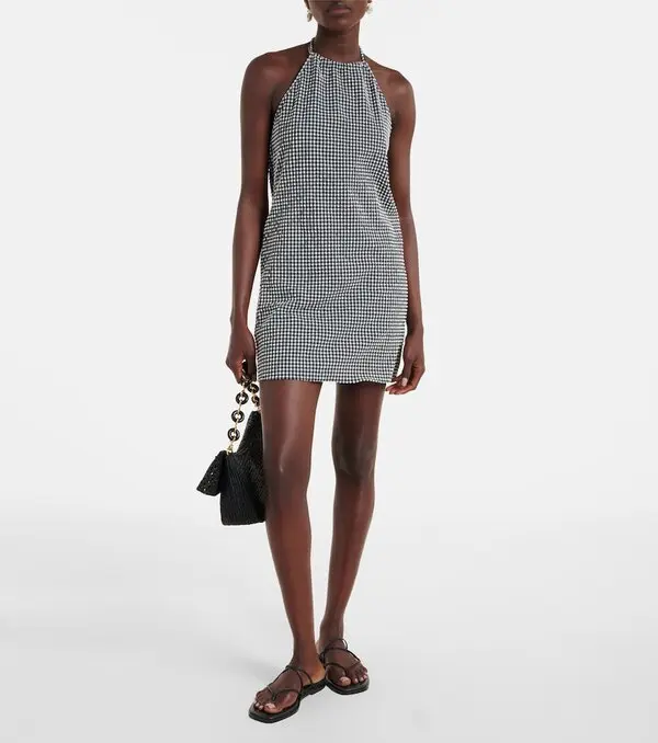 Hunza G Gingham Seersucker Minidress - Black