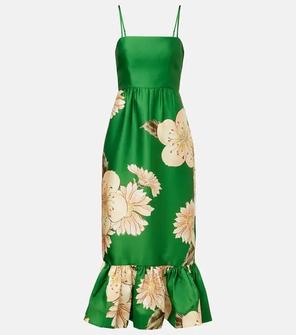ALEMAIS Alémais Sage Floral Midi Dress - Green