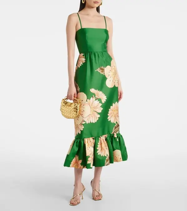 ALEMAIS Alémais Sage Floral Midi Dress