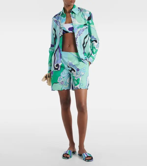 Emilio Pucci Orchidee Printed High-rise Shorts