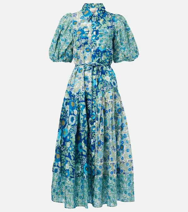 ALEMAIS Alémais Sacha Floral Ramie Shirt Dress - Blue