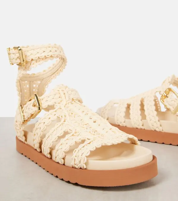 Zimmermann Goldie Raffia Gladiator Sandals