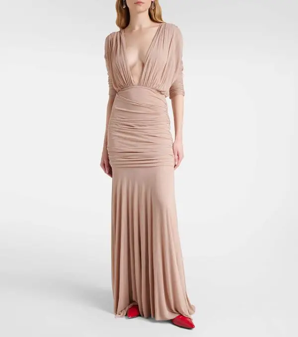 Tove Devi Semi-sheer Maxi Dress - Beige