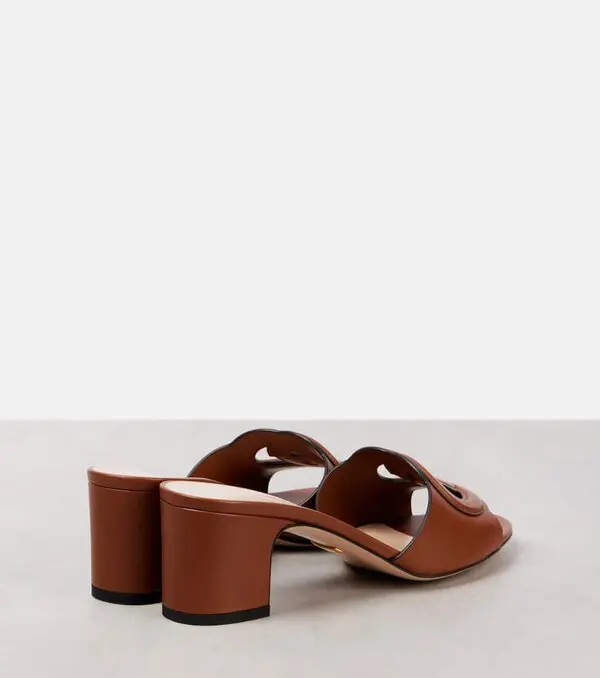 Gucci Interlocking G Leather Mules - Brown