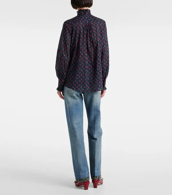 Valentino Garavani Bow-detail Cotton Muslin Blouse - Blue