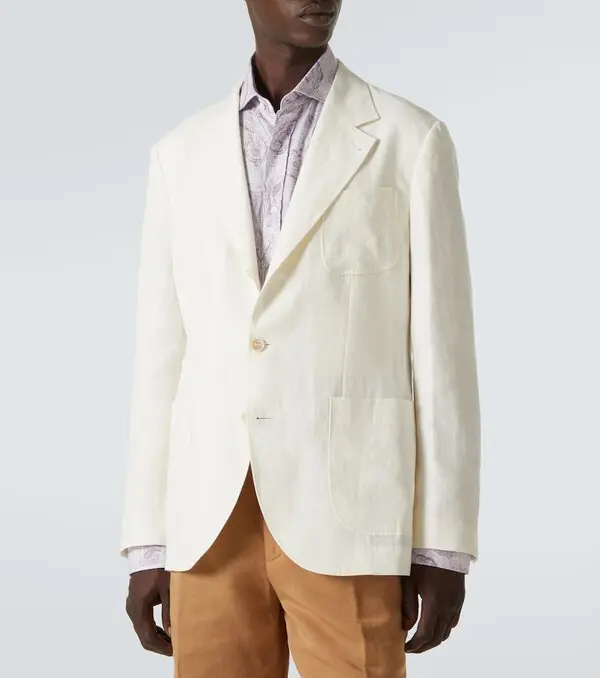 Brunello Cucinelli Linen Blazer - White