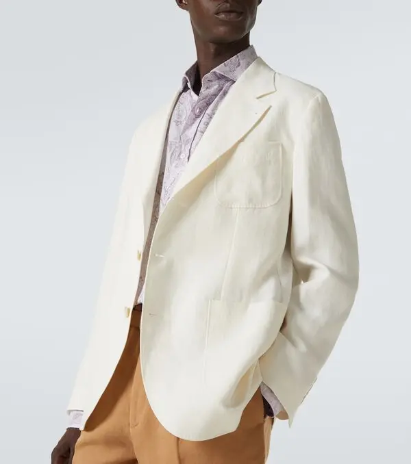 Brunello Cucinelli Linen Blazer - White