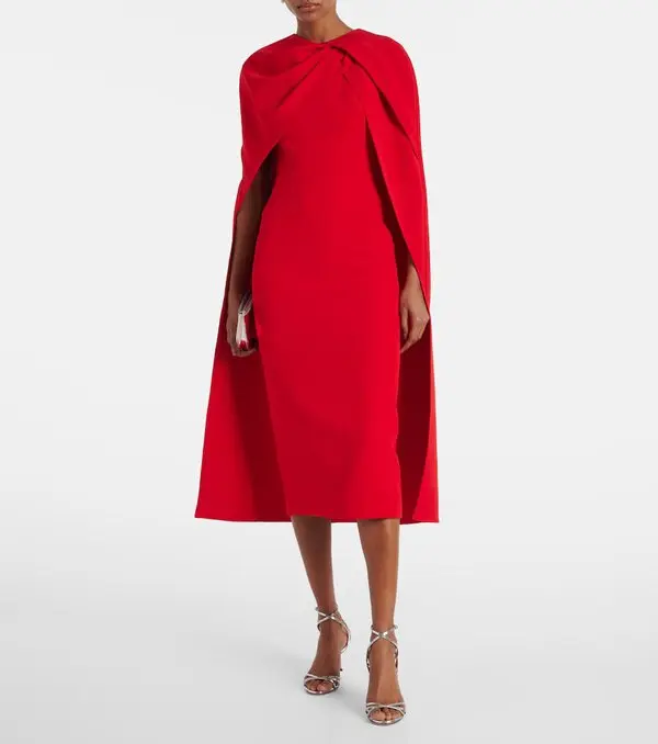 Safiyaa Cape-detail Midi Dress