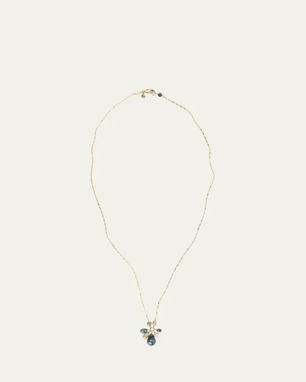 PRESLEY OLDHAM Starburst Pearl Pendant Necklace - Gold