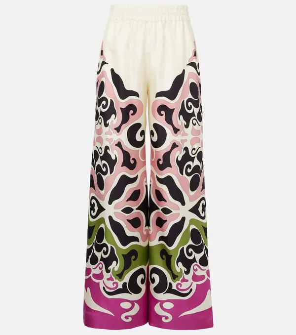 La DoubleJ Printed Silk Twill Palazzo Pants - Multicoloured