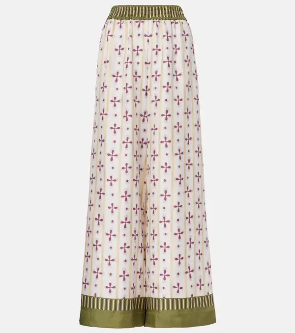 La DoubleJ Phoenix Placée Printed Silk Twill Palazzo Pants - Multicoloured