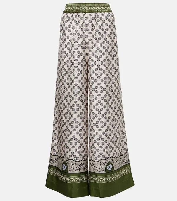 La DoubleJ Phoenix Placed Printed Silk Twill Palazzo Pants - Multicoloured