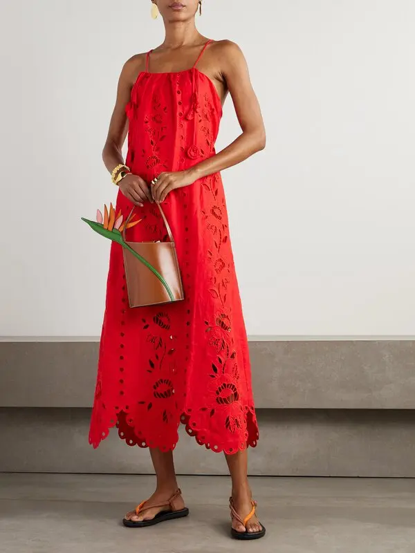 open lace back dress Cotton Broderie Dress