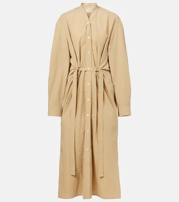 LEMAIRE Belted Cotton Shirt Dress - Beige