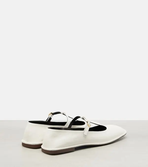 THE ROW Square Leather Ballet Flats - White