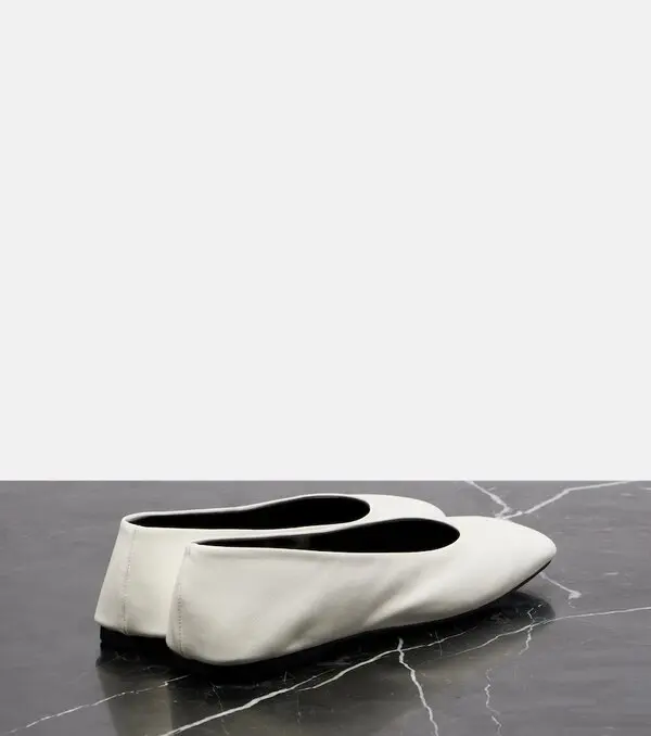 THE ROW Square Leather Ballet Flats - White