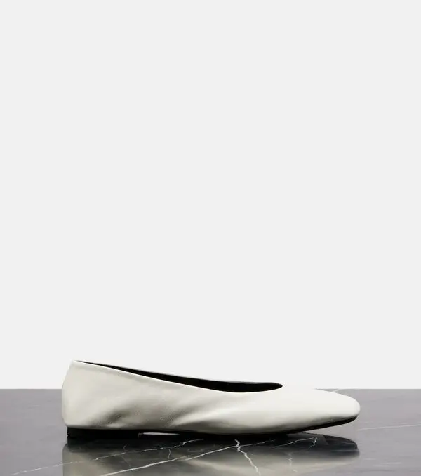 THE ROW Square Leather Ballet Flats - White