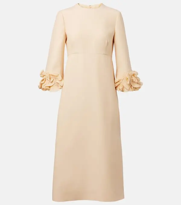 Valentino Garavani Wool Silk Midi Dress - Beige