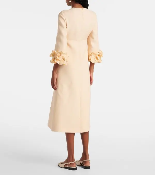 Valentino Garavani Wool Silk Midi Dress - Beige